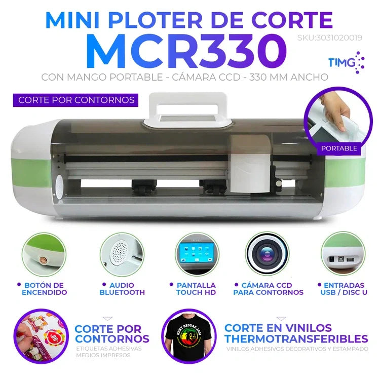 Mini Plotter de Corte Portátil MCR330 con Cámara Para contorno Textil, – TIMG Chile